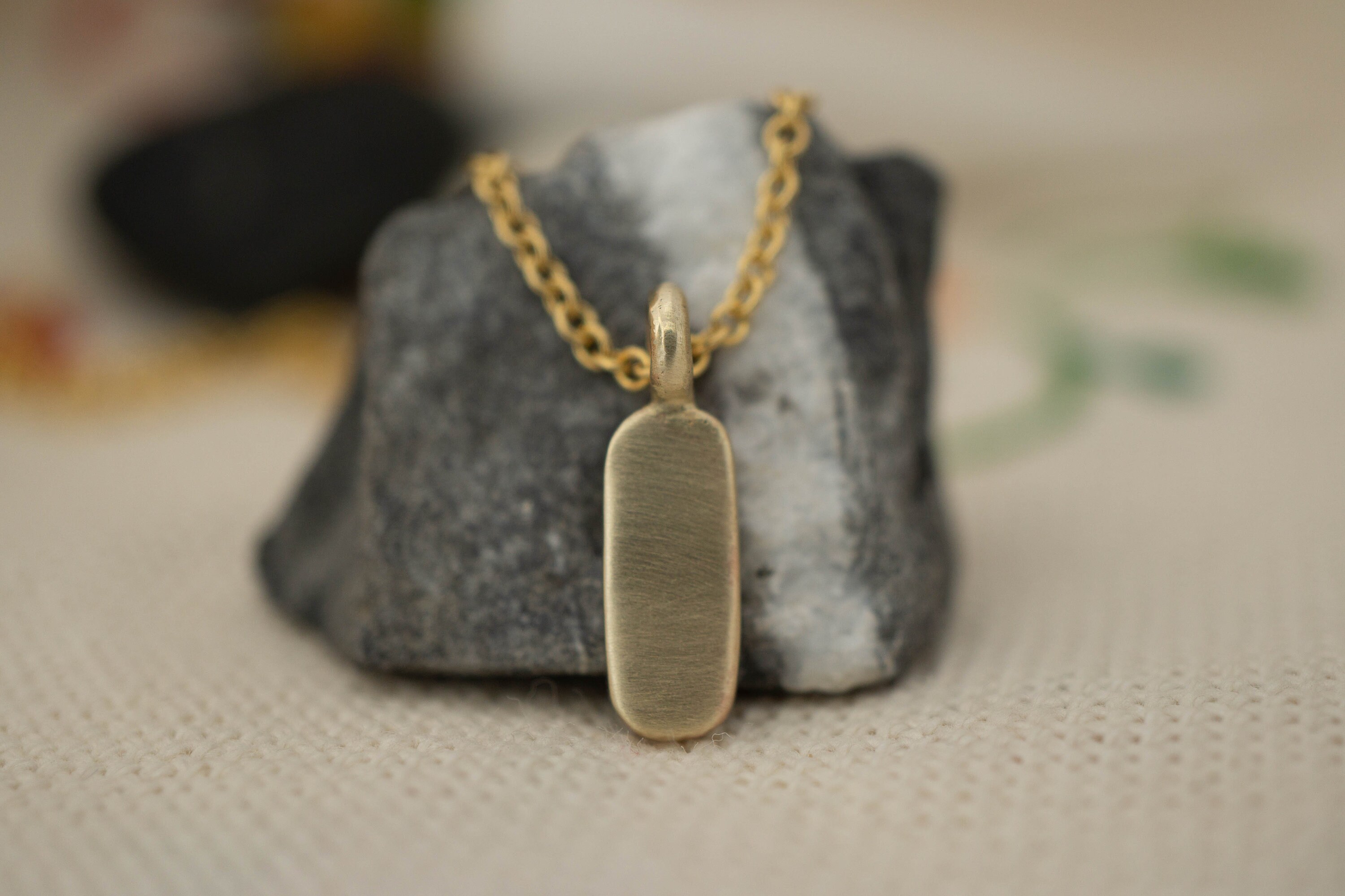 14k gold tiny pendant Solid gold tag pendant 14k gold | Etsy