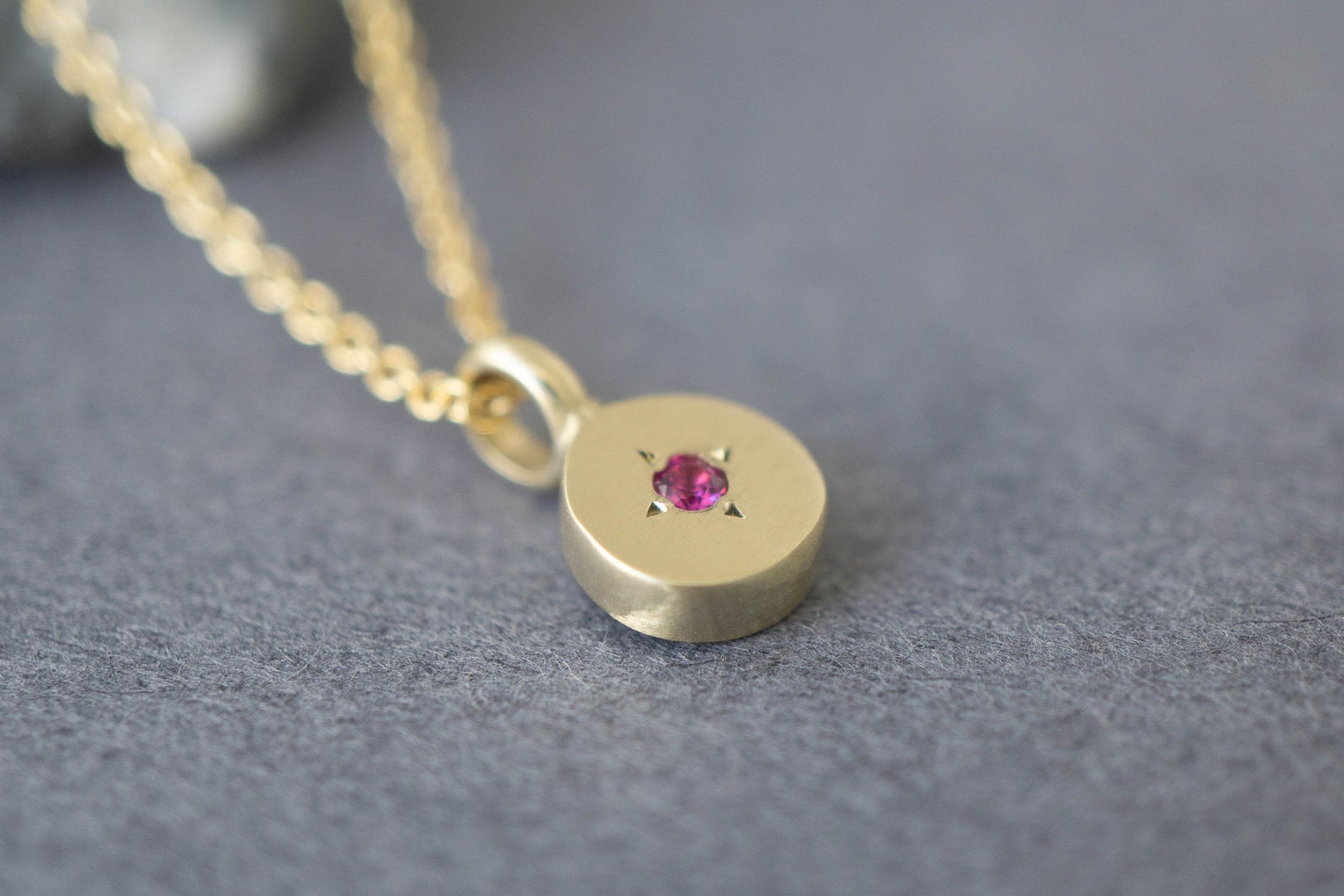 Solid Gold Ruby Necklace 14k Gold Pendant Necklace for Women | Etsy