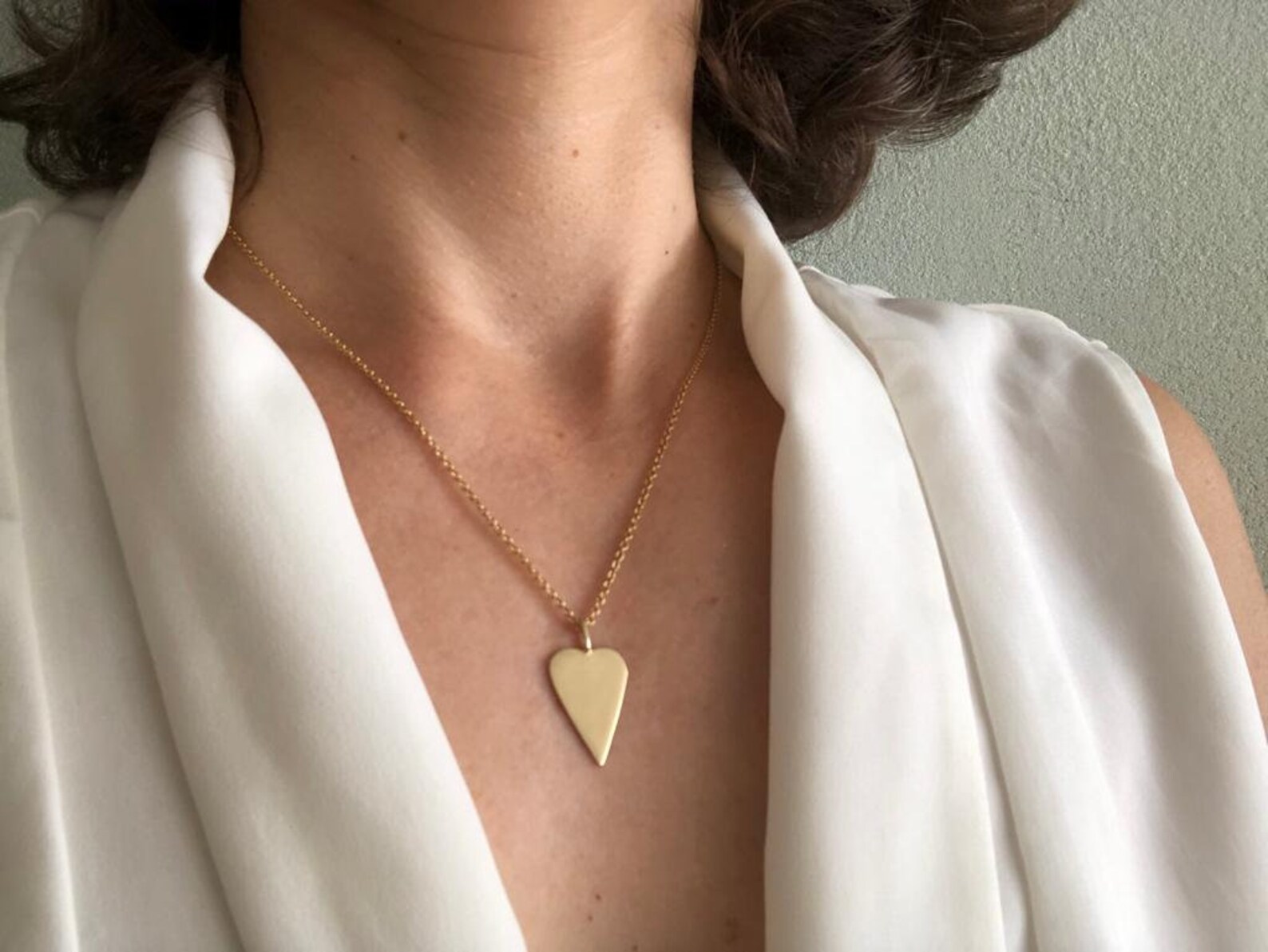 Solid Gold Heart Pendant Necklace Heart Necklace for Women | Etsy