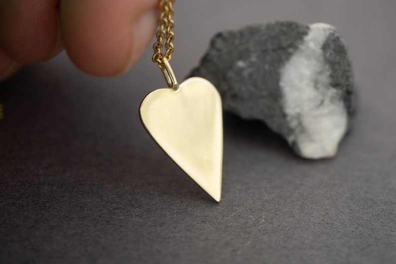 Solid Gold Heart Pendant Necklace Heart Necklace for Women | Etsy