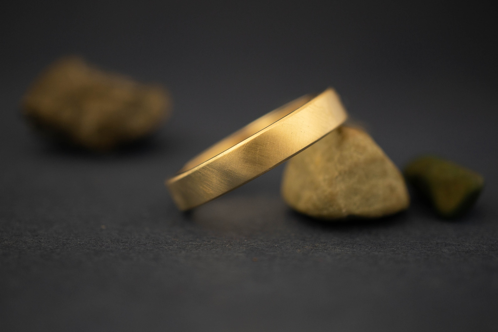 BREAD & BUTTER Brushed Gold Wedding Band Men Matte Gold Wedding Band ...