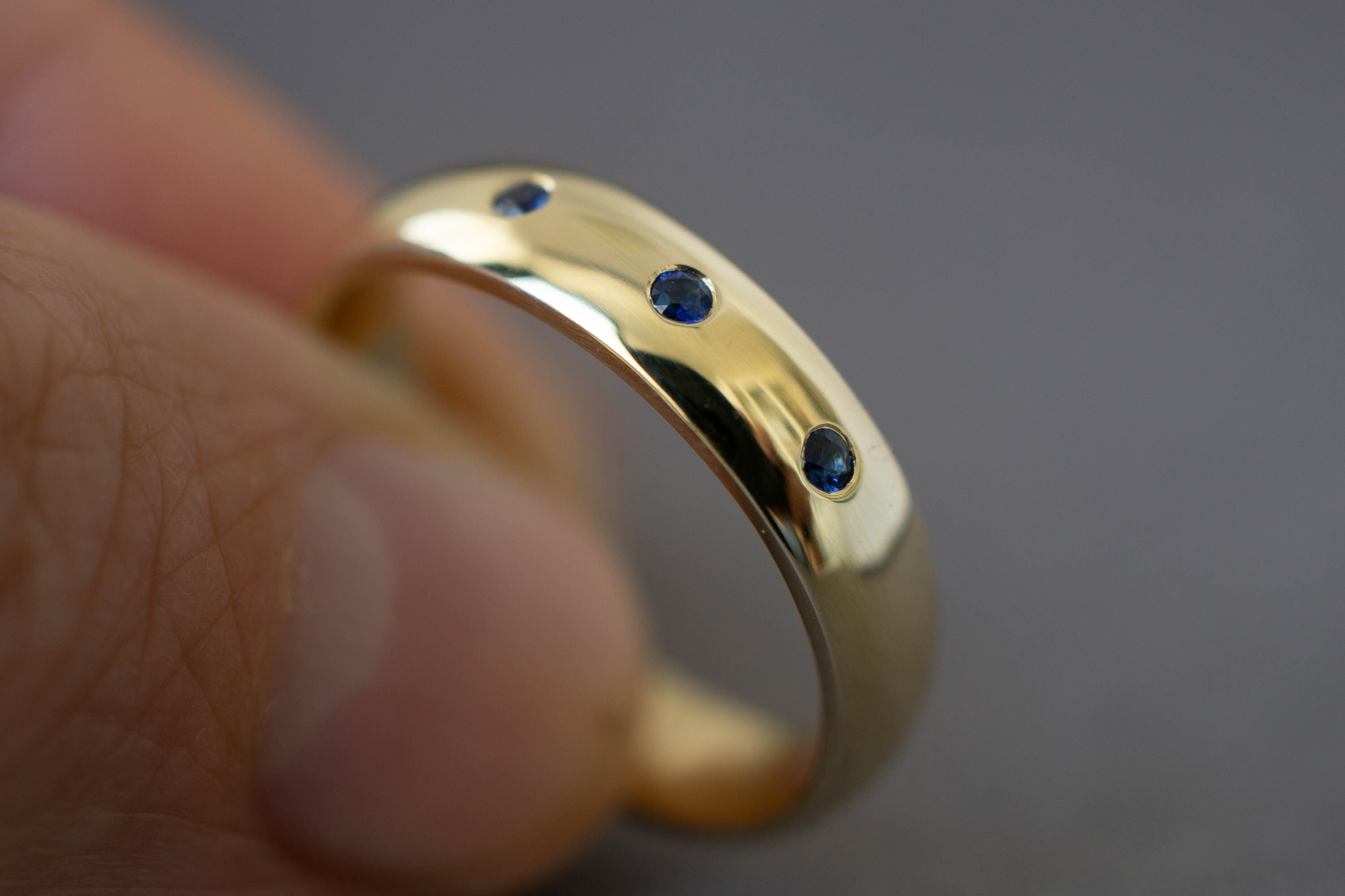 Men sapphire wedding band Unique mens wedding band gold | Etsy