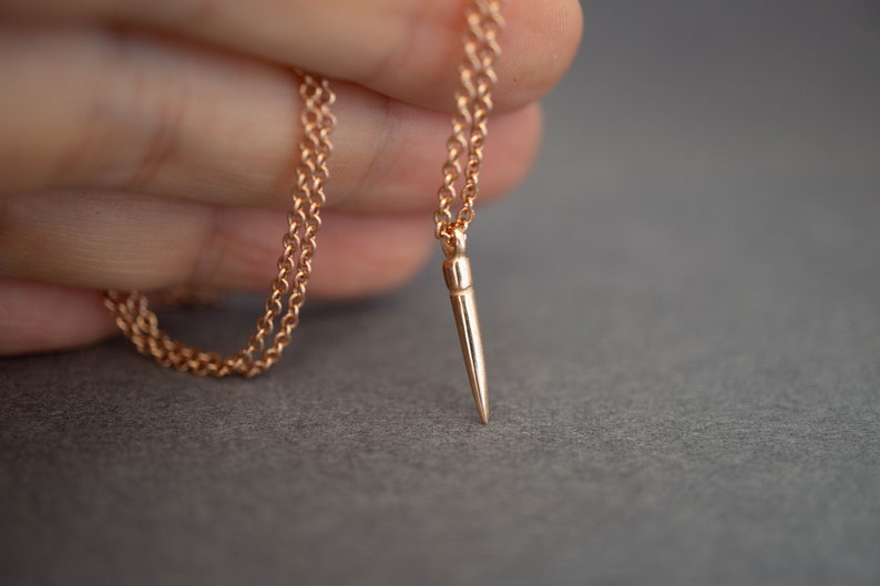 Spike Pendant Necklace 14k Gold Spike Charm Dainty Gold - Etsy