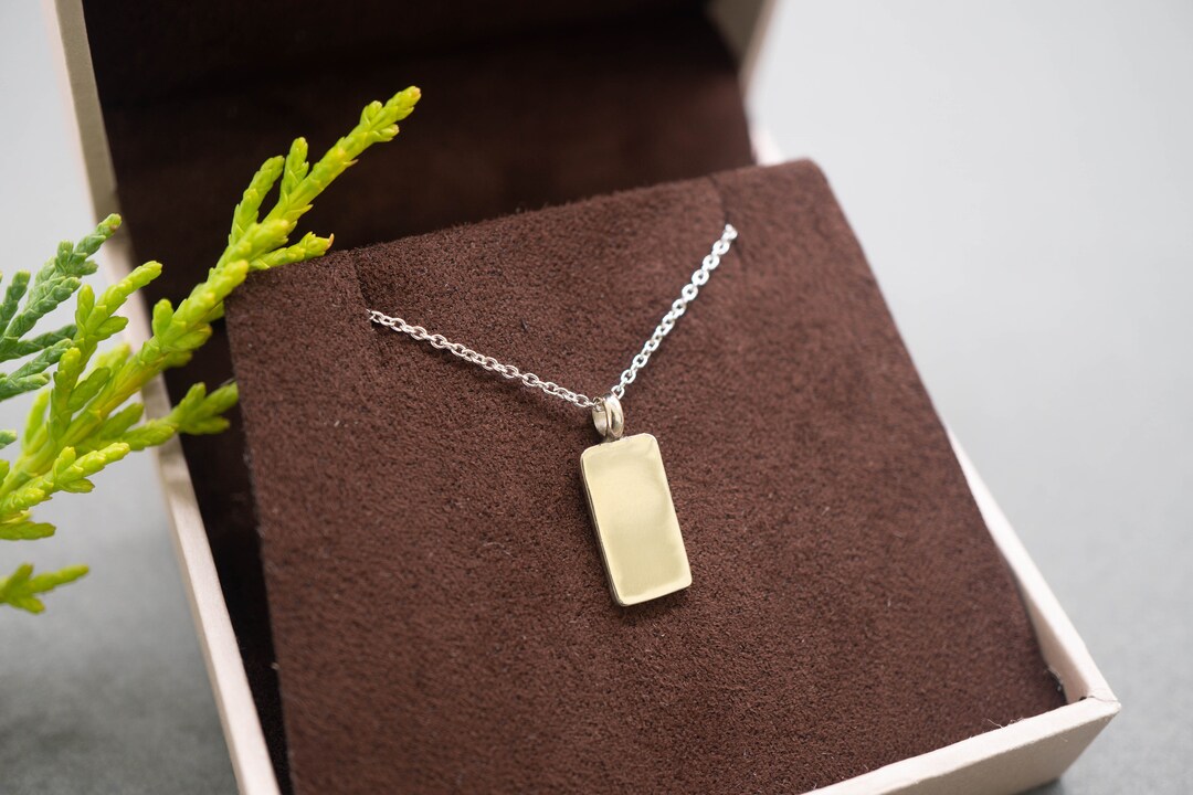 Solid Gold Tag Charm - Solid Gold Tag Pendant - 14k Gold Tag Necklace ...