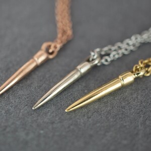 Spike Pendant Necklace 14k Gold Spike Charm Dainty Gold Necklace 14k ...