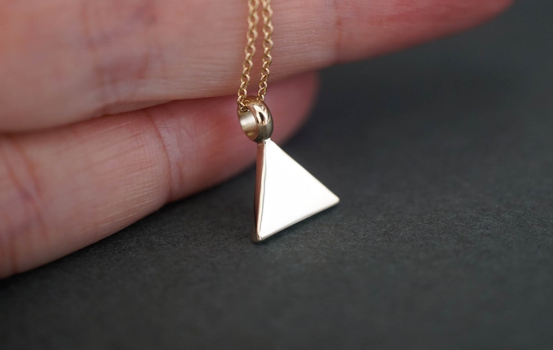 14k Gold Triangle Necklace - Triangle Gold Necklace - Gold Triangle ...