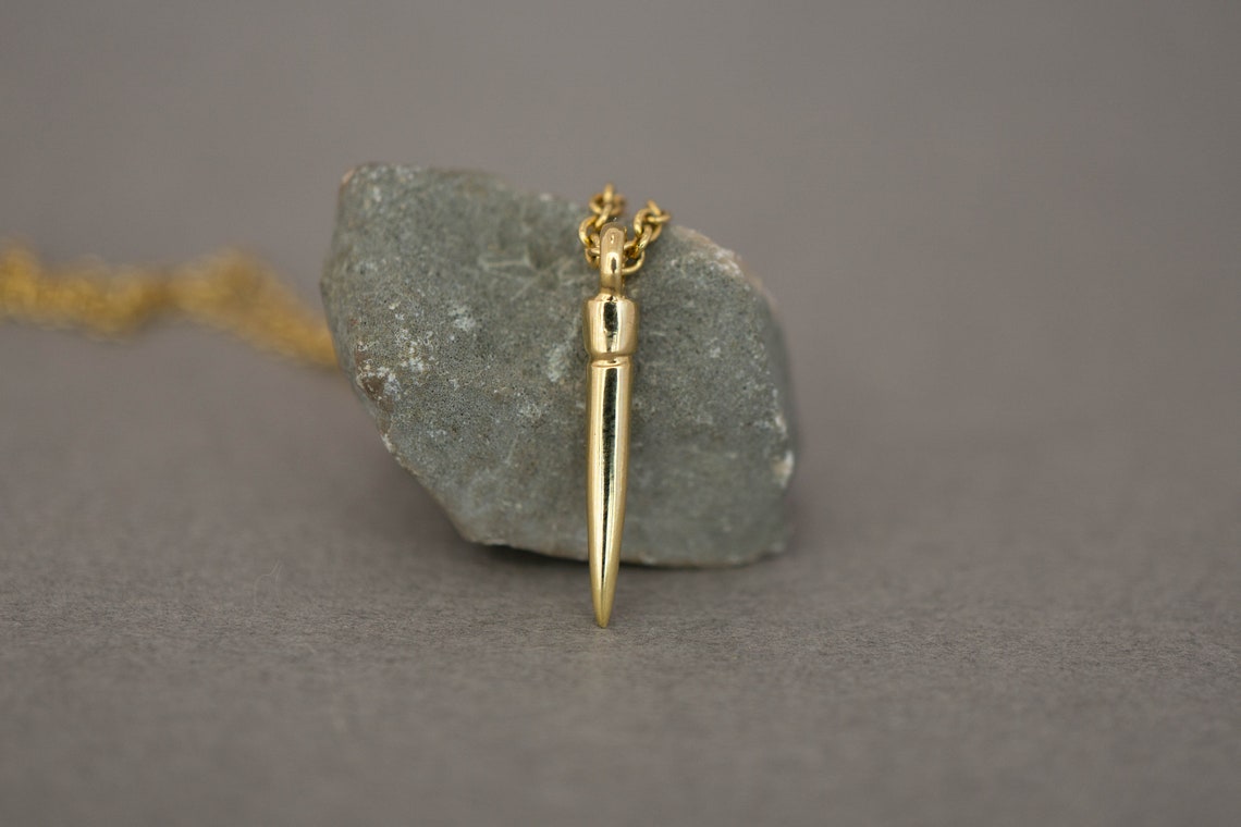 Spike Pendant Necklace 14k Gold Spike Charm Dainty Gold | Etsy