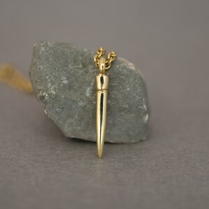 Spike Pendant Necklace 14k Gold Spike Charm Dainty Gold Necklace 14k ...