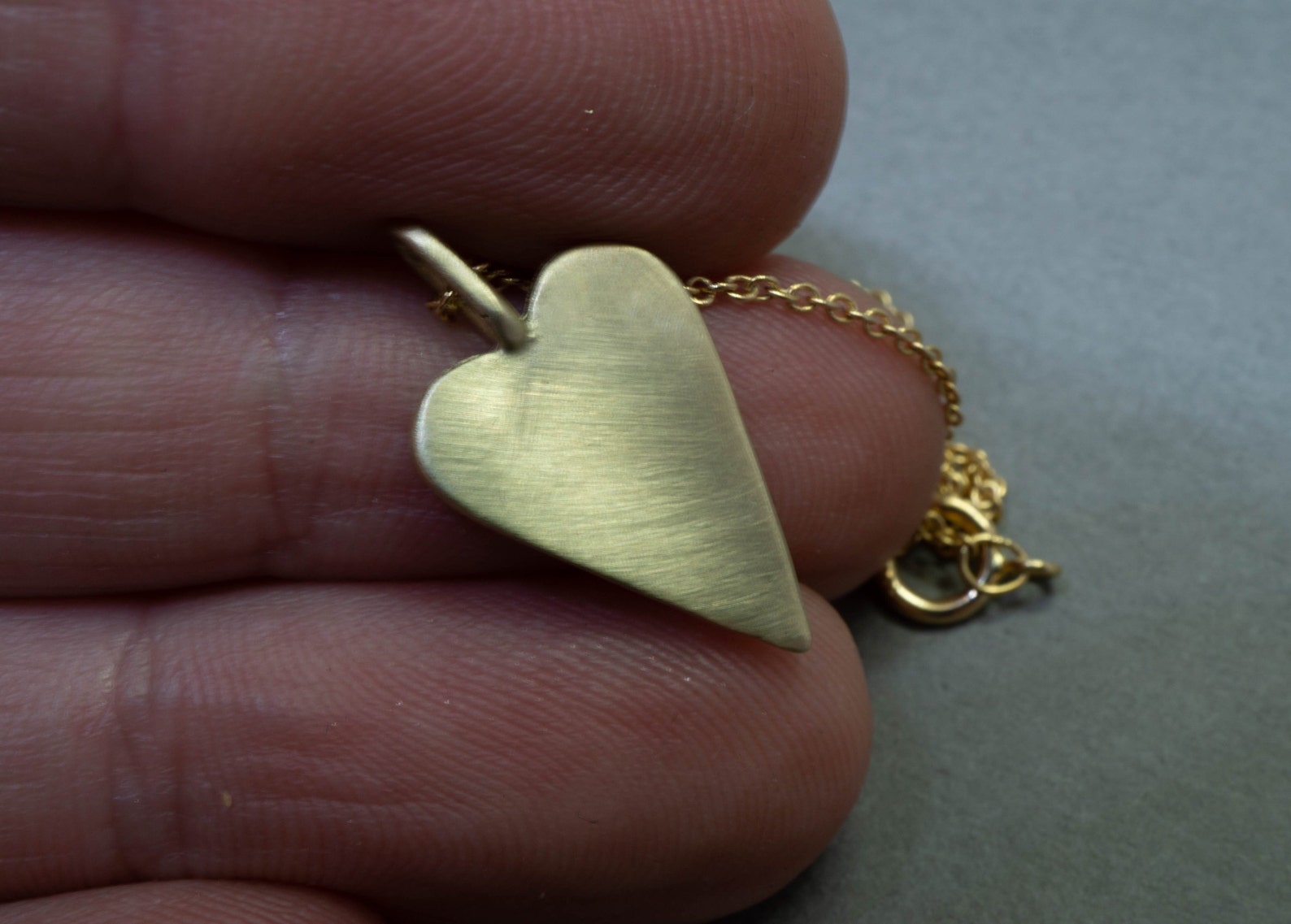 14k Gold Heart Necklace Solid Gold Heart Pendant Charm | Etsy