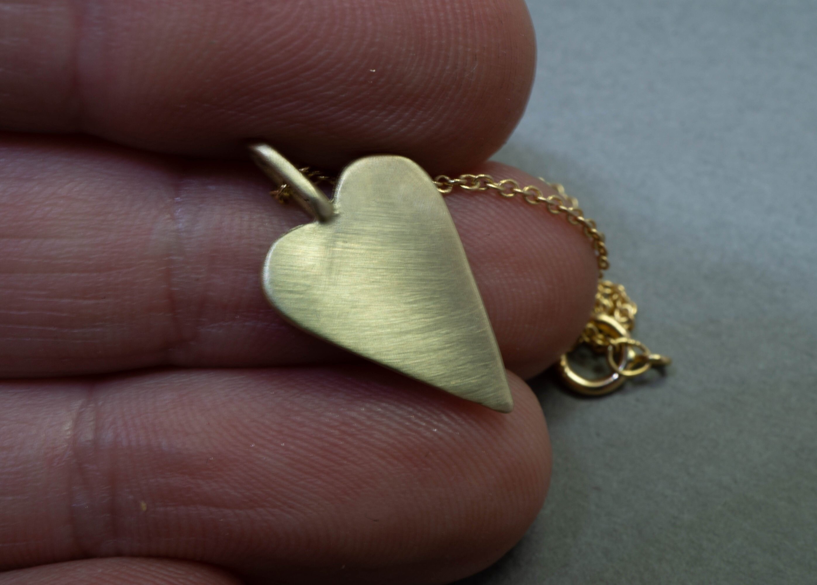 14k gold heart necklace Solid gold heart pendant charm | Etsy