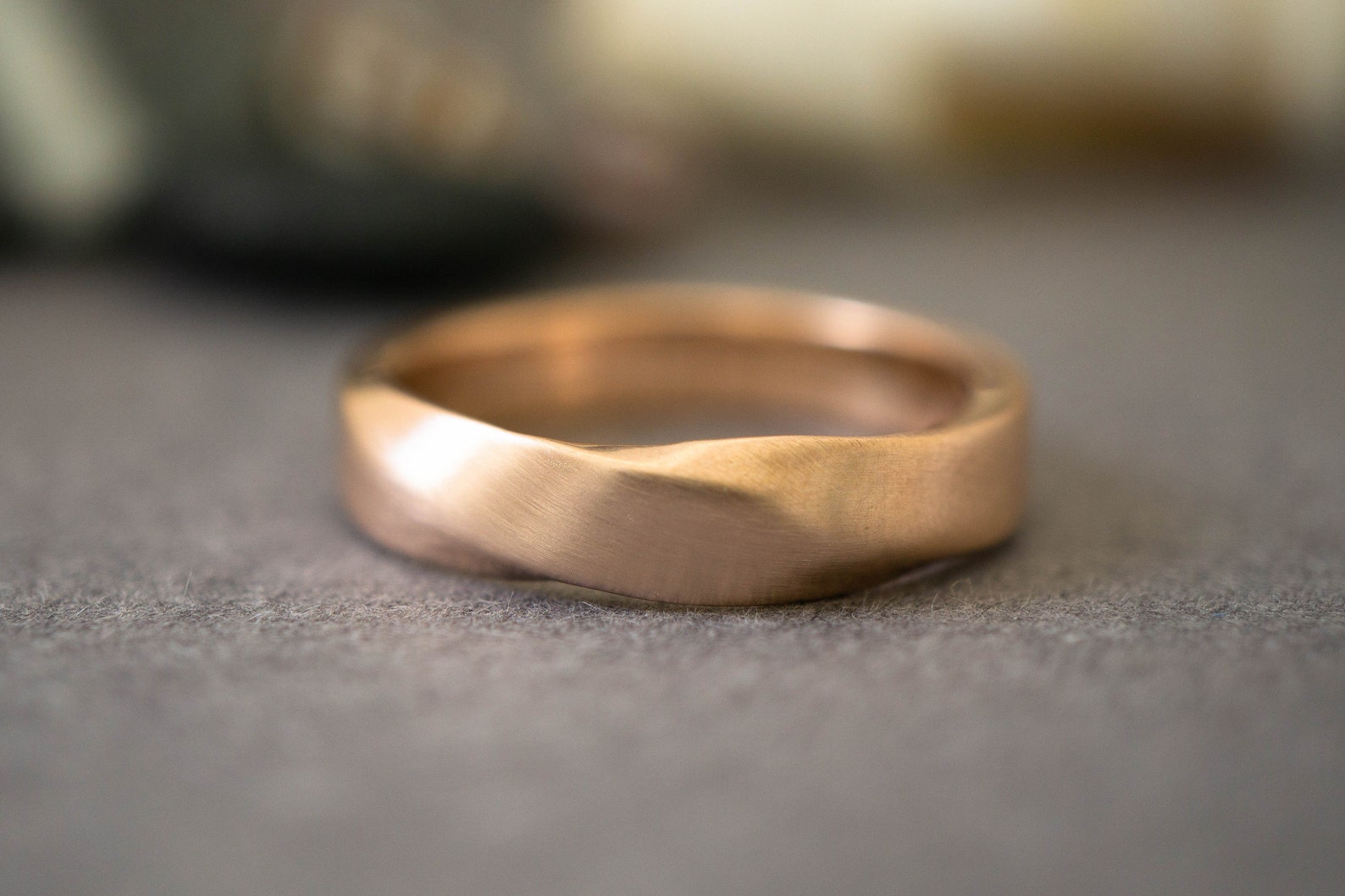 Rose Gold Mobius Wedding Band Mens Rose Gold Wedding Band | Etsy