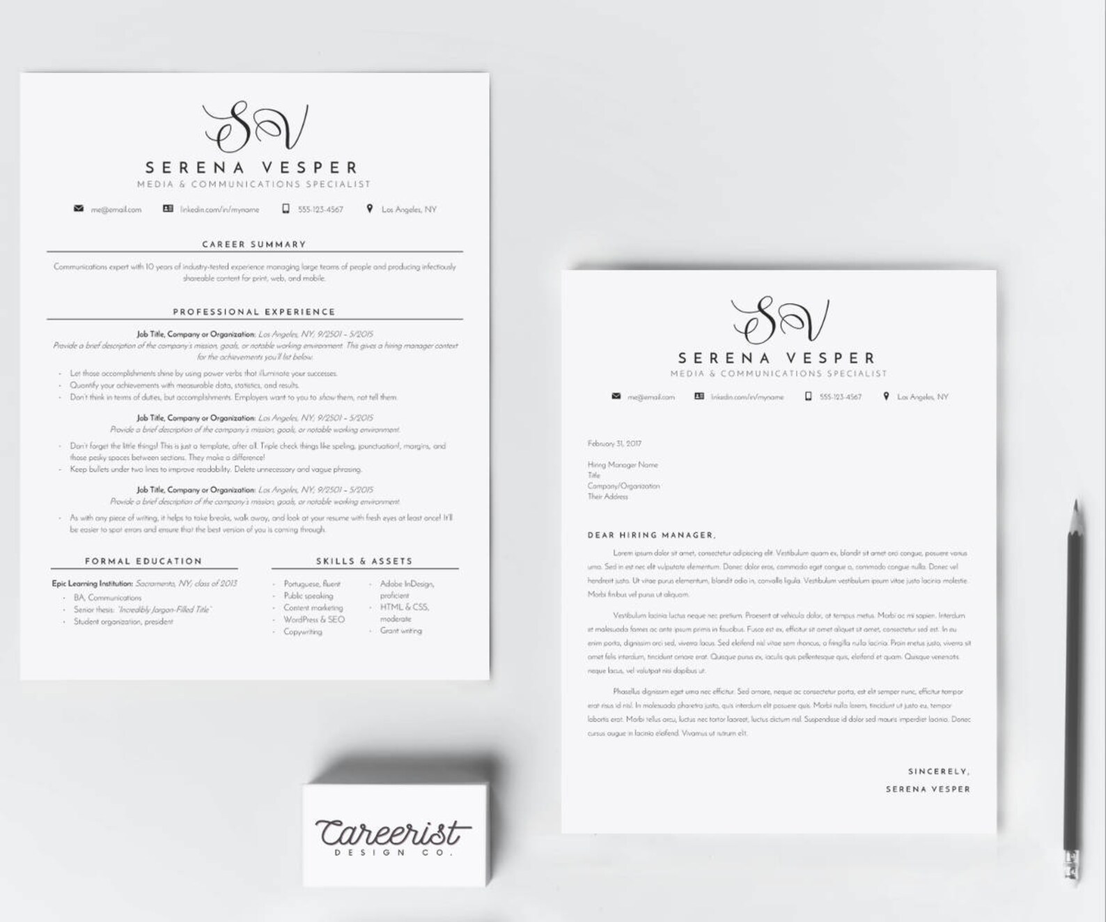 Chic Minimalist Resume Template, Resume Instant Download, CV, Business ...