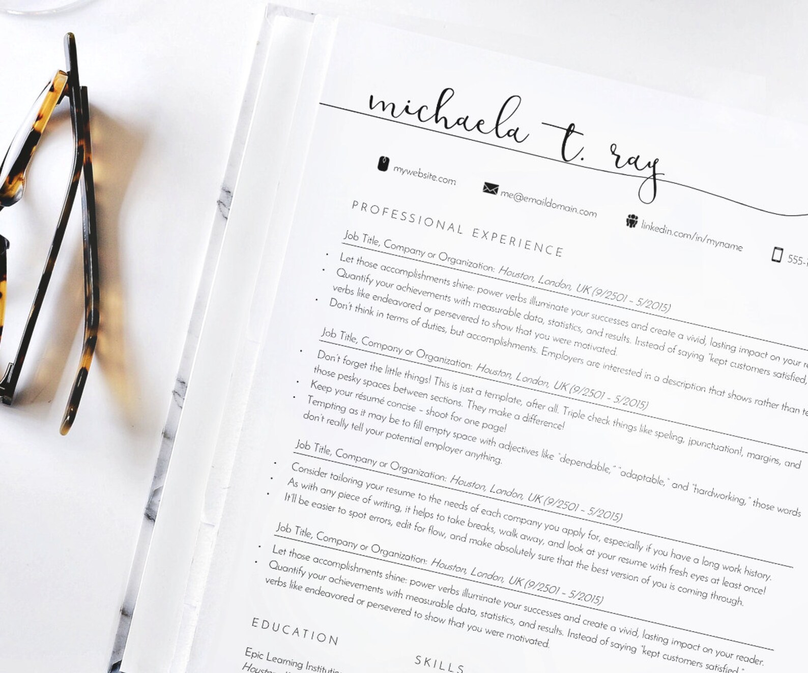 Resume Template, Resume, CV, Resume for Word, Resume Instant Download ...