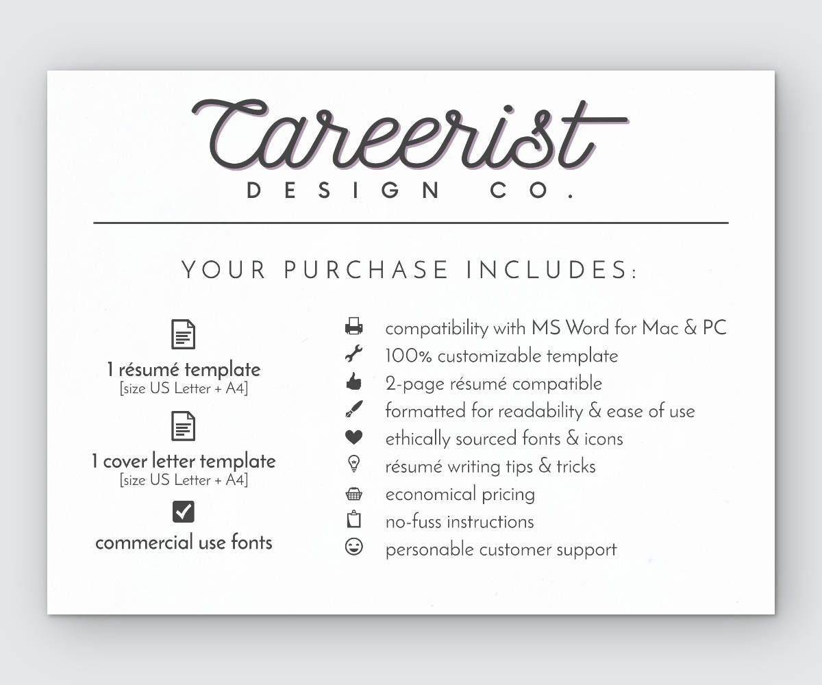 Whimsical Minimalist ATS Bot-friendly Resume Template Instant Download ...