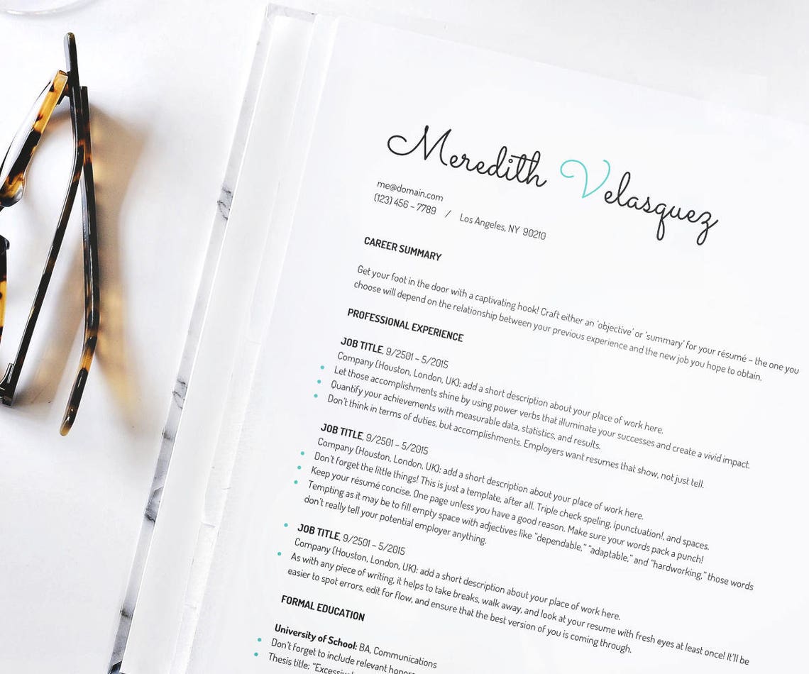 Whimsical Minimalist ATS Bot-friendly Resume Template Instant Download ...