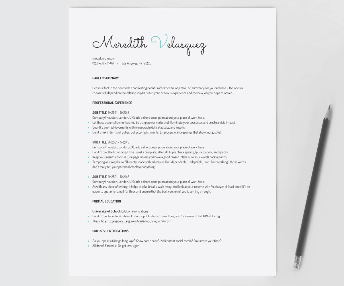 Whimsical Minimalist ATS Bot-friendly Resume Template Instant Download ...