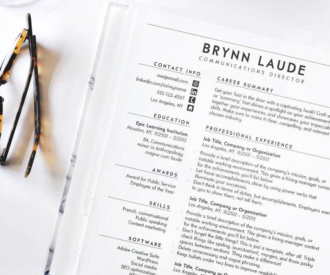 Resume, Standard Resume, Resume Template, Resume for Word, CV Template ...