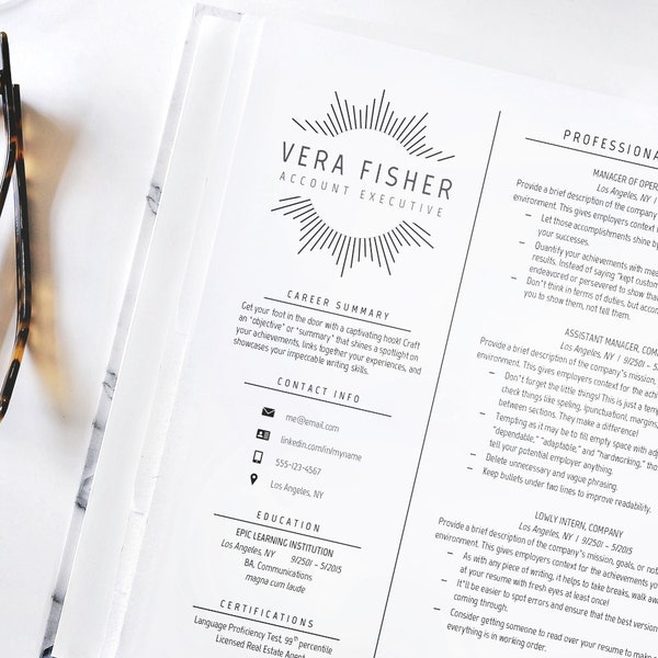 Resume Template - Etsy