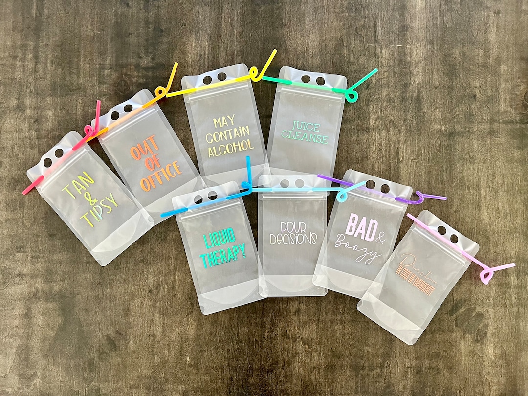 Metallic, Funny Drink Pouches With Straw - Etsy
