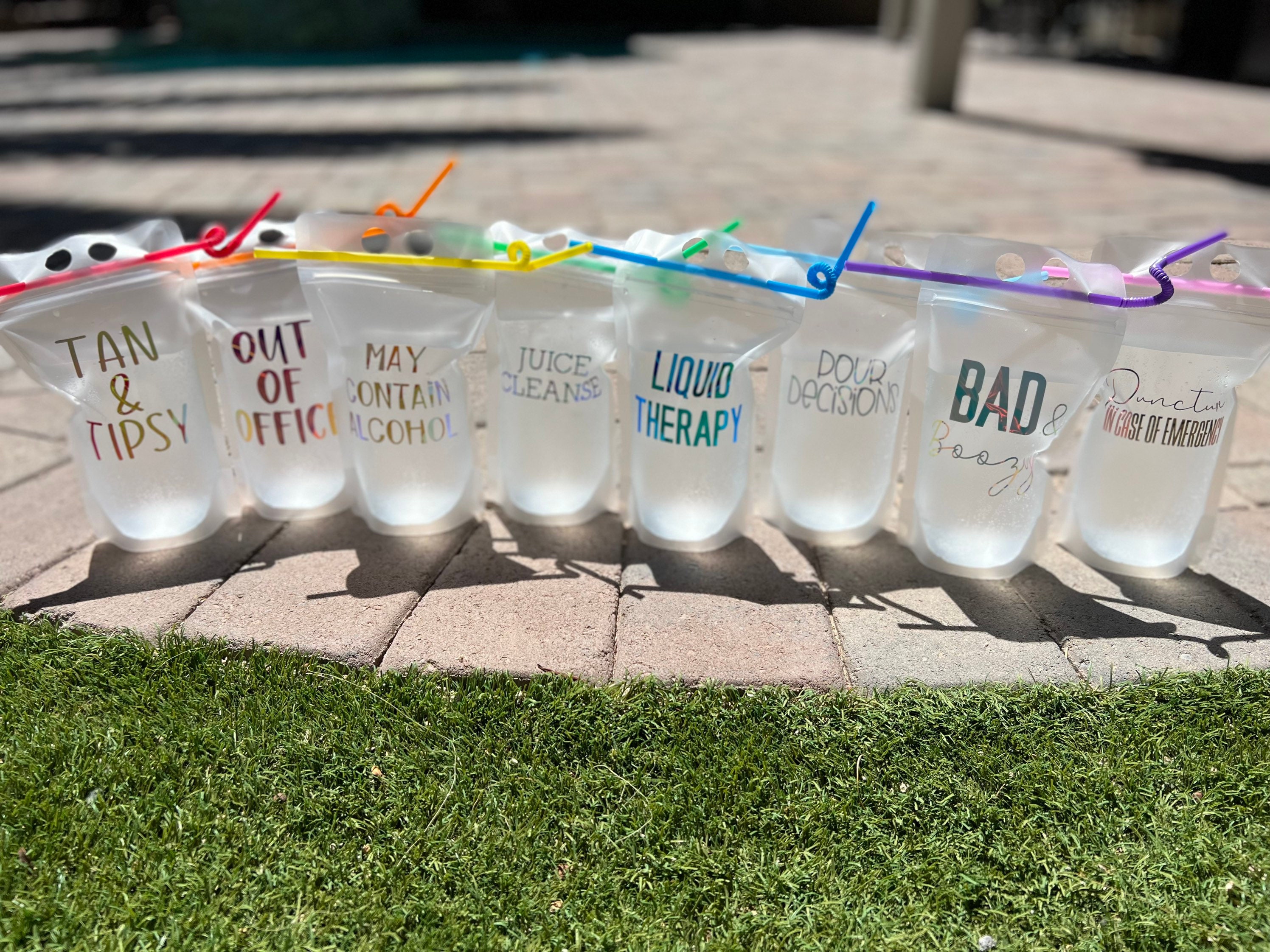 Metallic, Funny Drink Pouches With Straw - Etsy