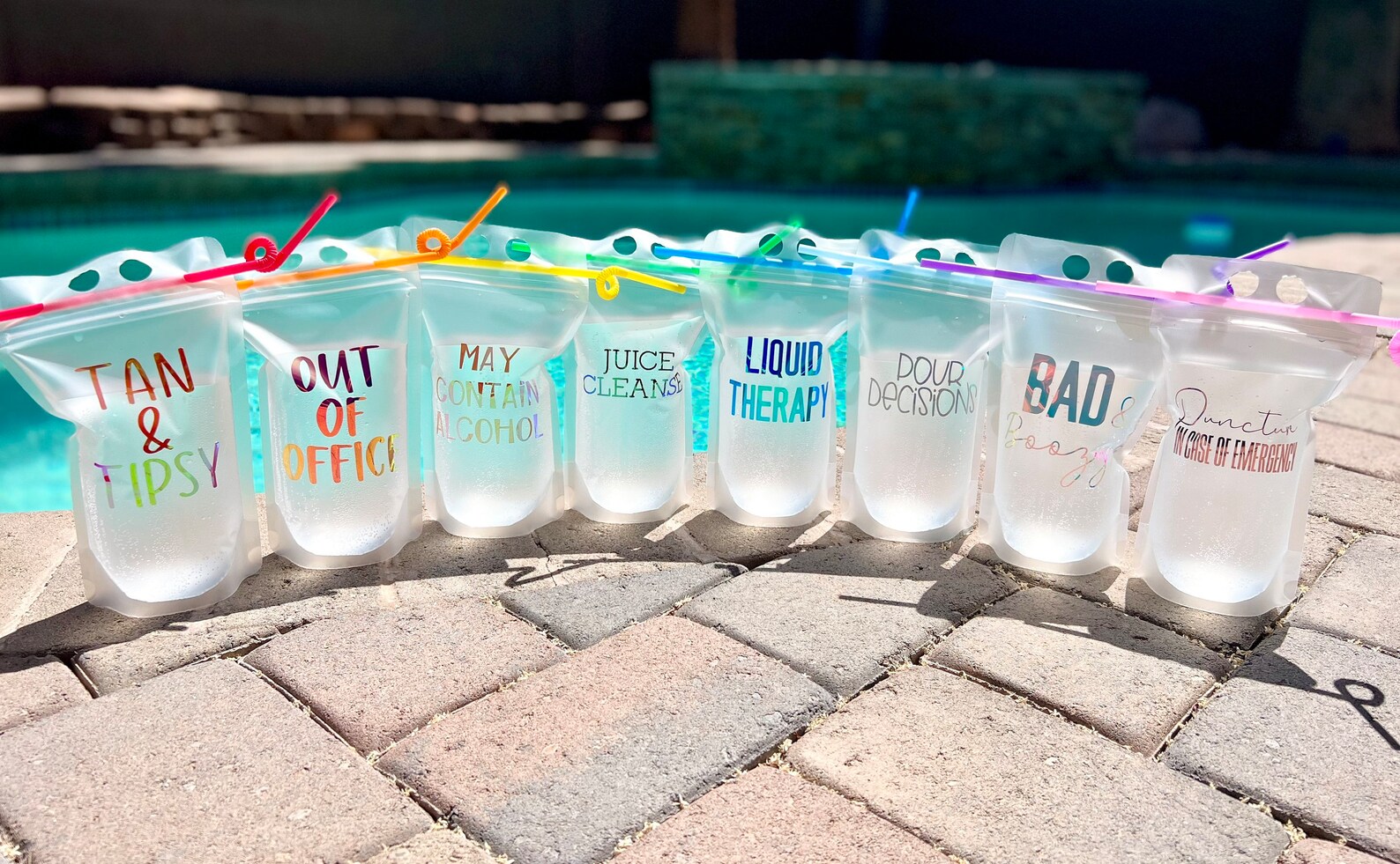 Metallic, Funny Drink Pouches With Straw - Etsy