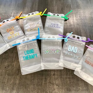 Metallic, Funny Drink Pouches With Straw - Etsy