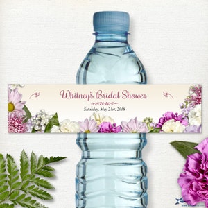 Printable Rustic Spring Flowers Water Bottle Labels for Bridal Wedding ...