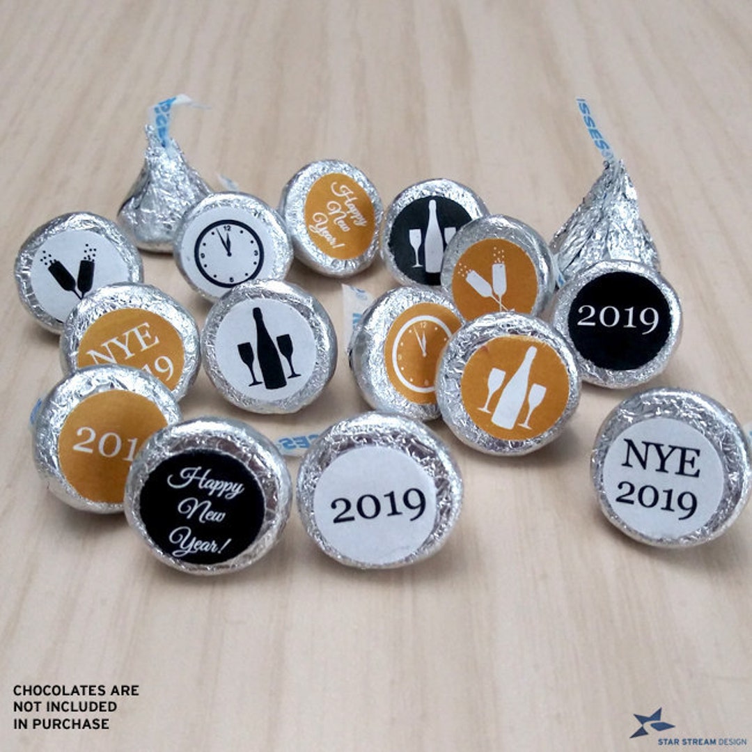 New Year's Eve Symbols Printable Chocolate Candy Kisses Sticker Labels ...