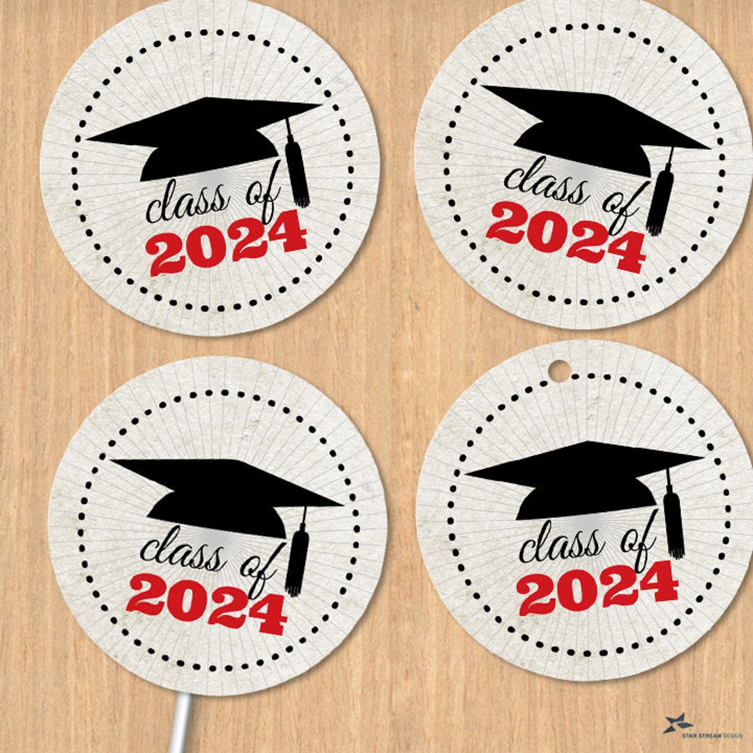 Class of 2024 Graduation Cap 1.5 Printable Images Red, Instant Download ...