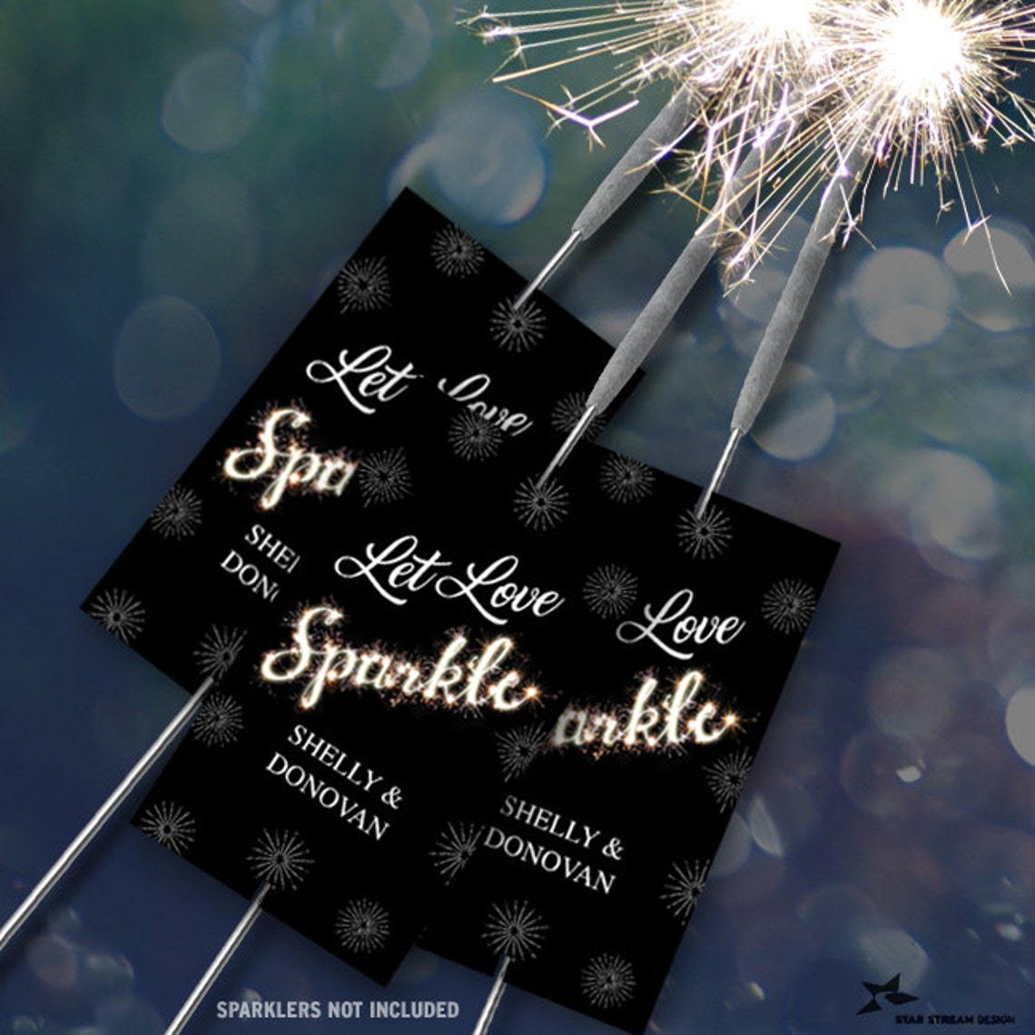 Printable Let Love Sparkle Sparkler Send-off Cards Black - Etsy