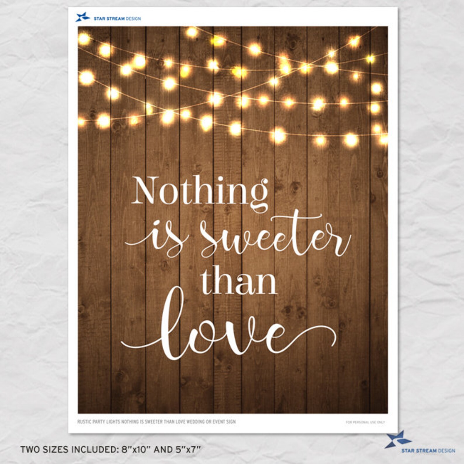 Printable Rustic Party Lights Nothing Is Sweeter Than Love Etsy