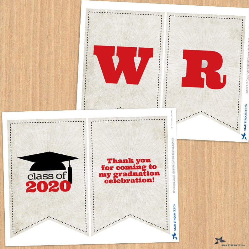 Rustic Red Class of Graduate Create Your Own Message Printable | Etsy