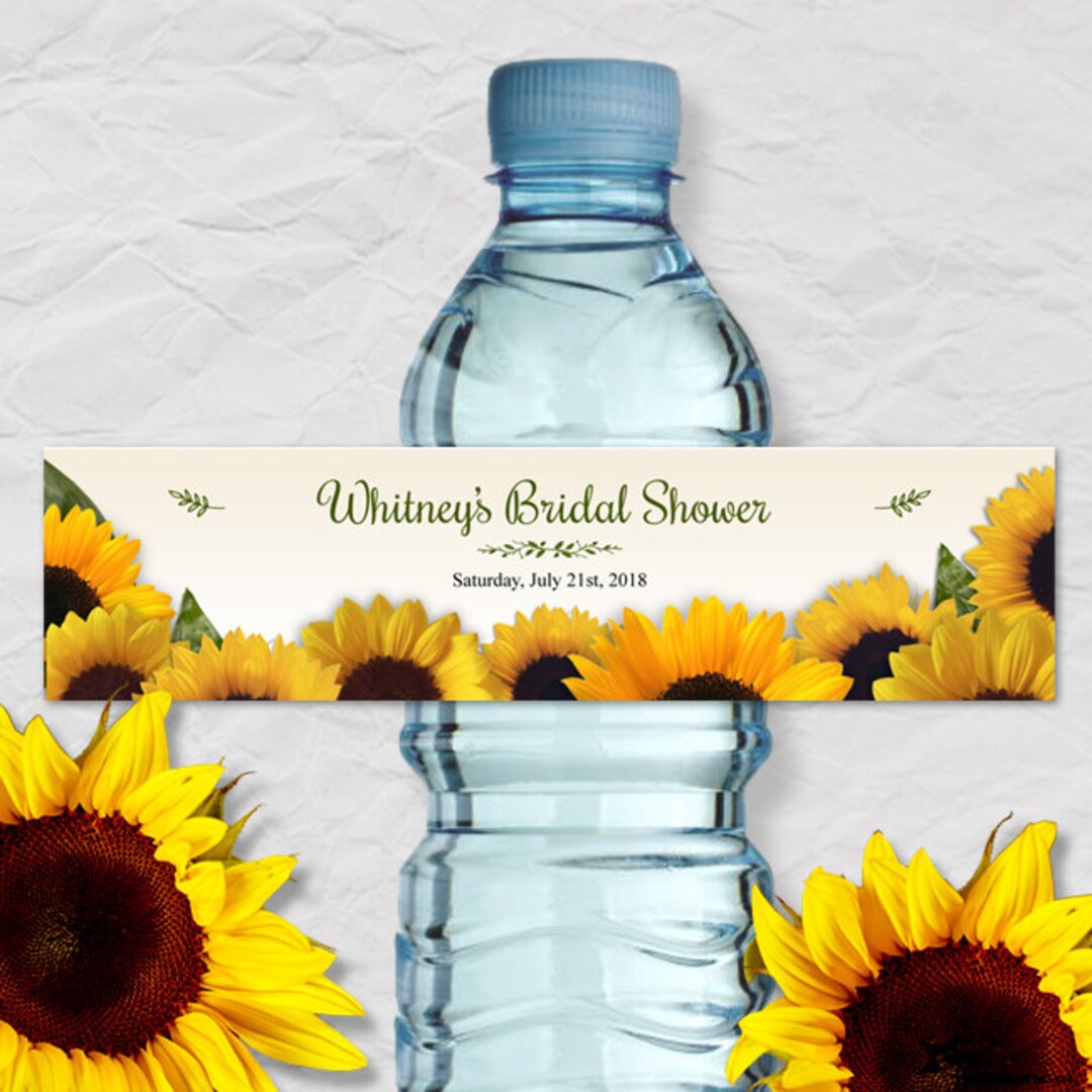 Rustic Sunflowers Printable Water Bottle Labels - Bridal Wedding Shower ...