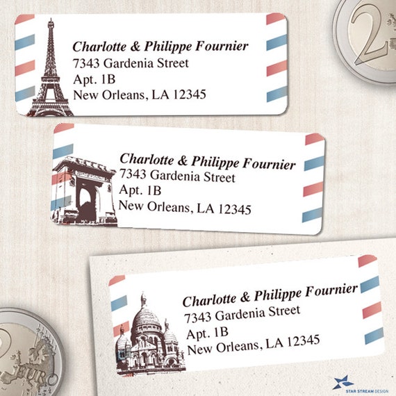 French Parisian Airmail Printable Return Address Labels | Etsy