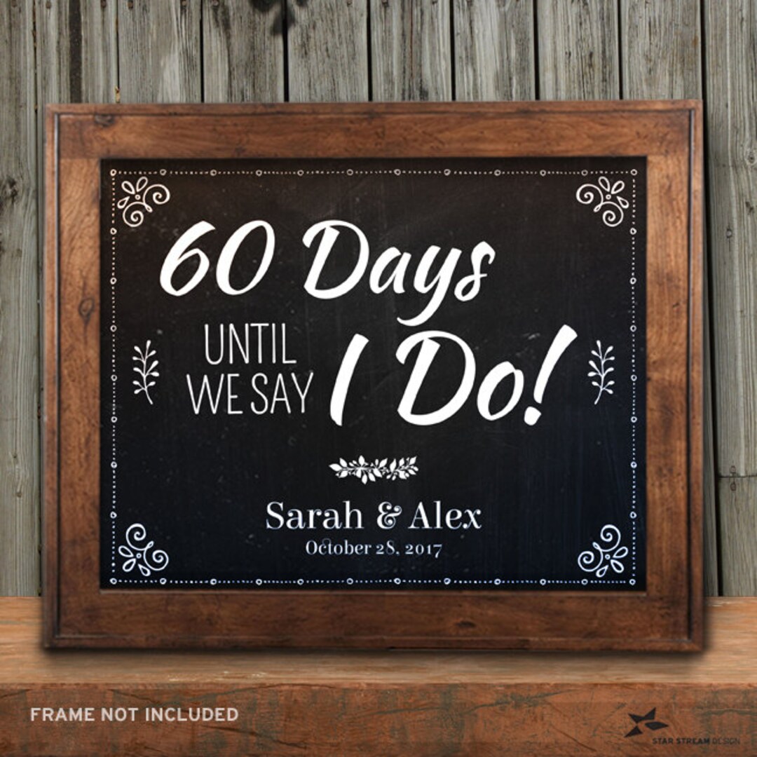 Printable Chalkboard Wedding Countdown Signs - Black, 2 Sizes: 10"x8 ...