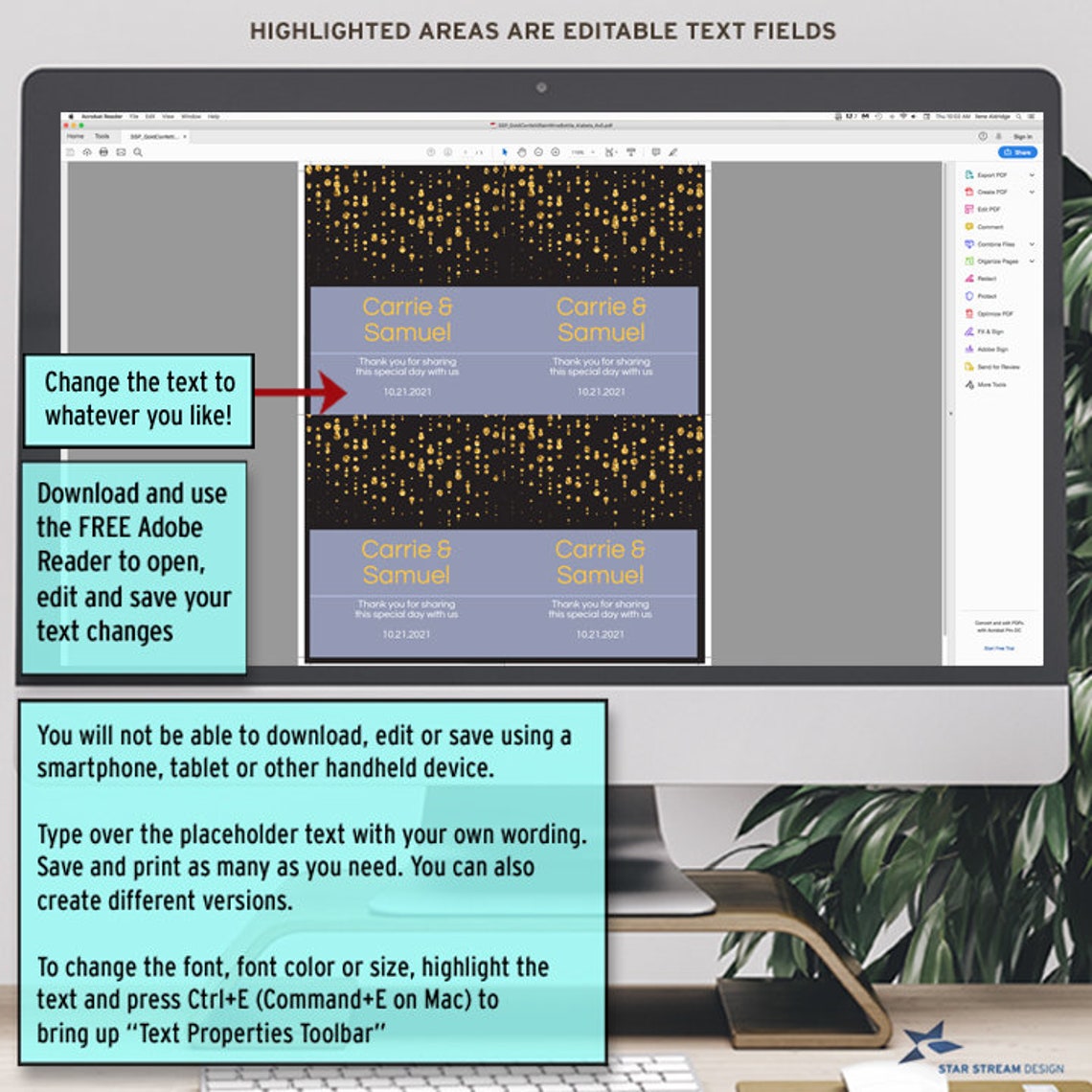 Printable Gold Glitter Look Confetti Rain Wine Bottle Labels - Etsy