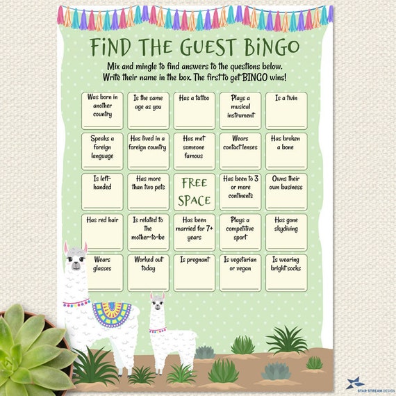 Mama Llama and Baby Polka Dot Find Someone Who Printable Bingo | Etsy