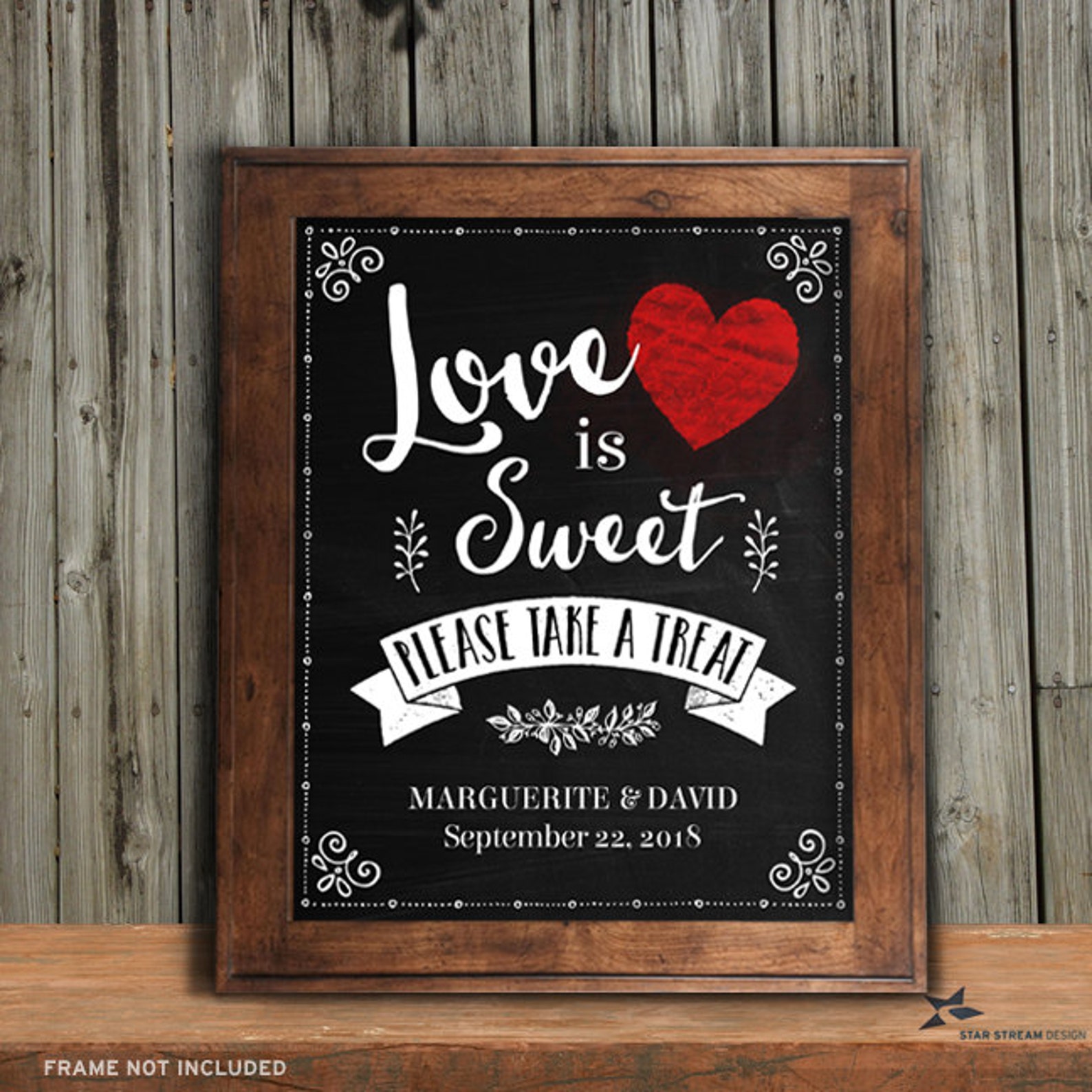 Printable Love is Sweet, Please Take a Treat Chalkboard Heart Signs ...