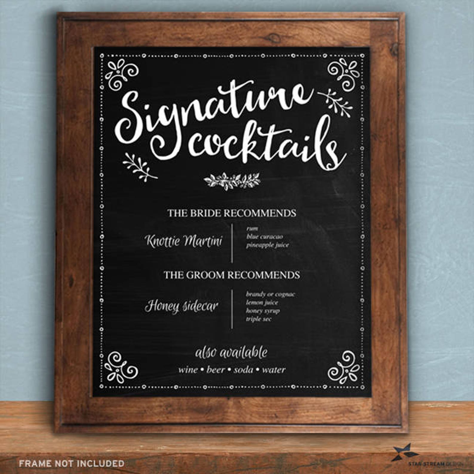 Printable Chalkboard Signature Cocktails Bar Sign Black - Etsy