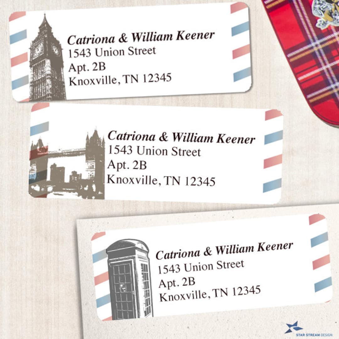 Vintage British London Airmail Return Address Labels - White ...