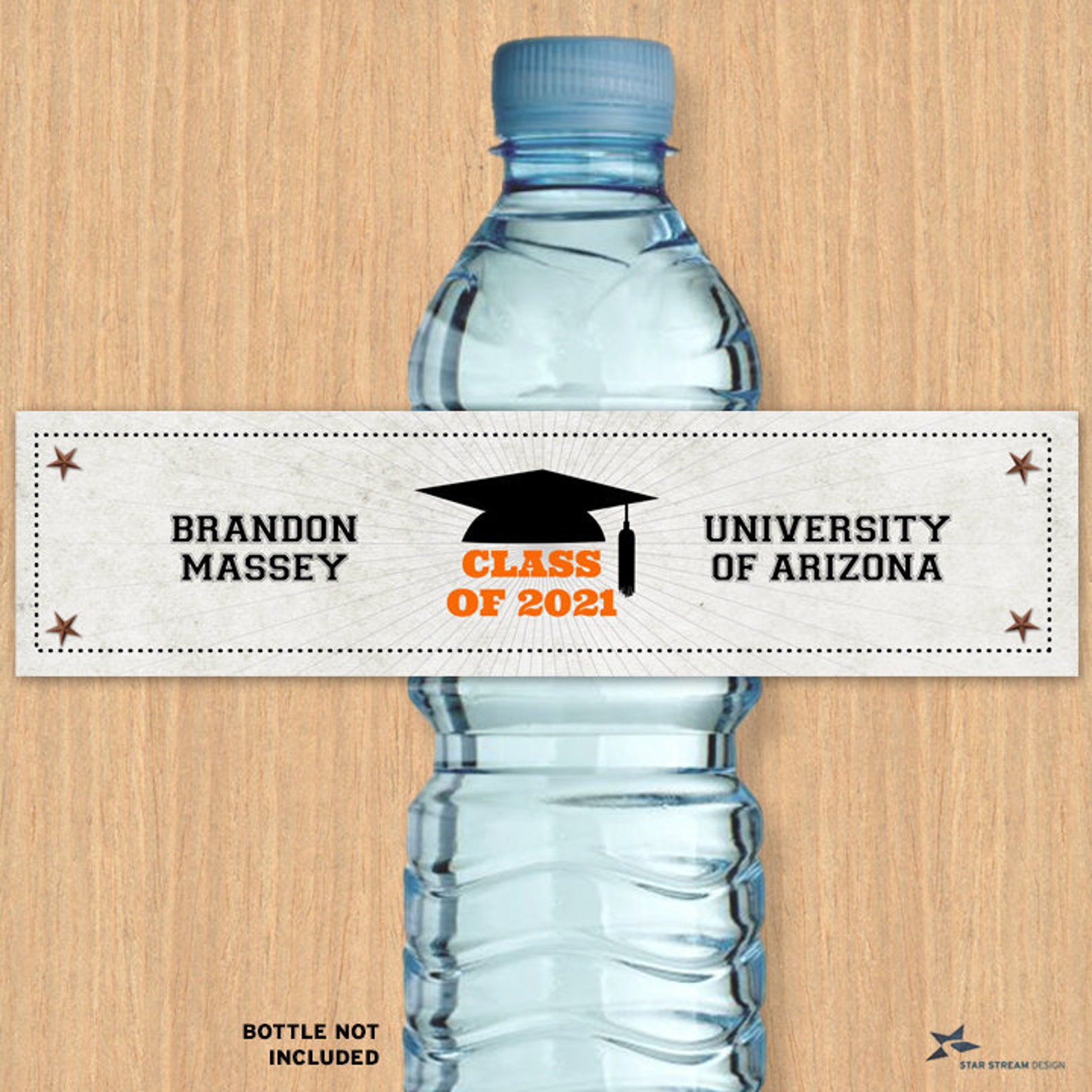 Rustic Grad Cap Graduating Class Printable Water Bottle - Etsy