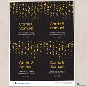 Printable Gold Glitter Look Confetti Rain Wine Bottle Labels - Bridal ...