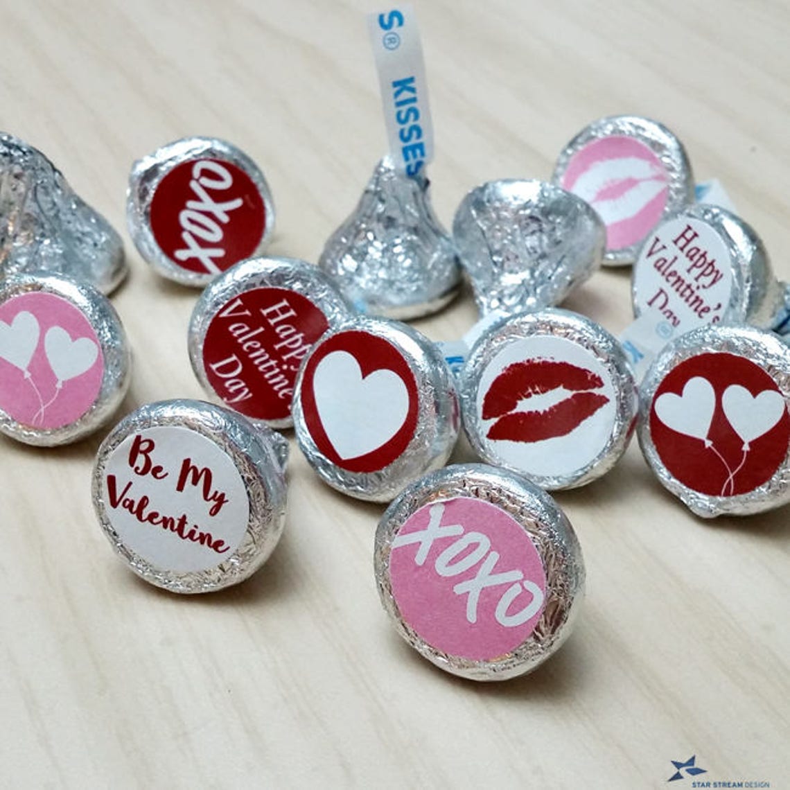 Valentine's Day Symbols Printable Chocolate Kisses - Etsy