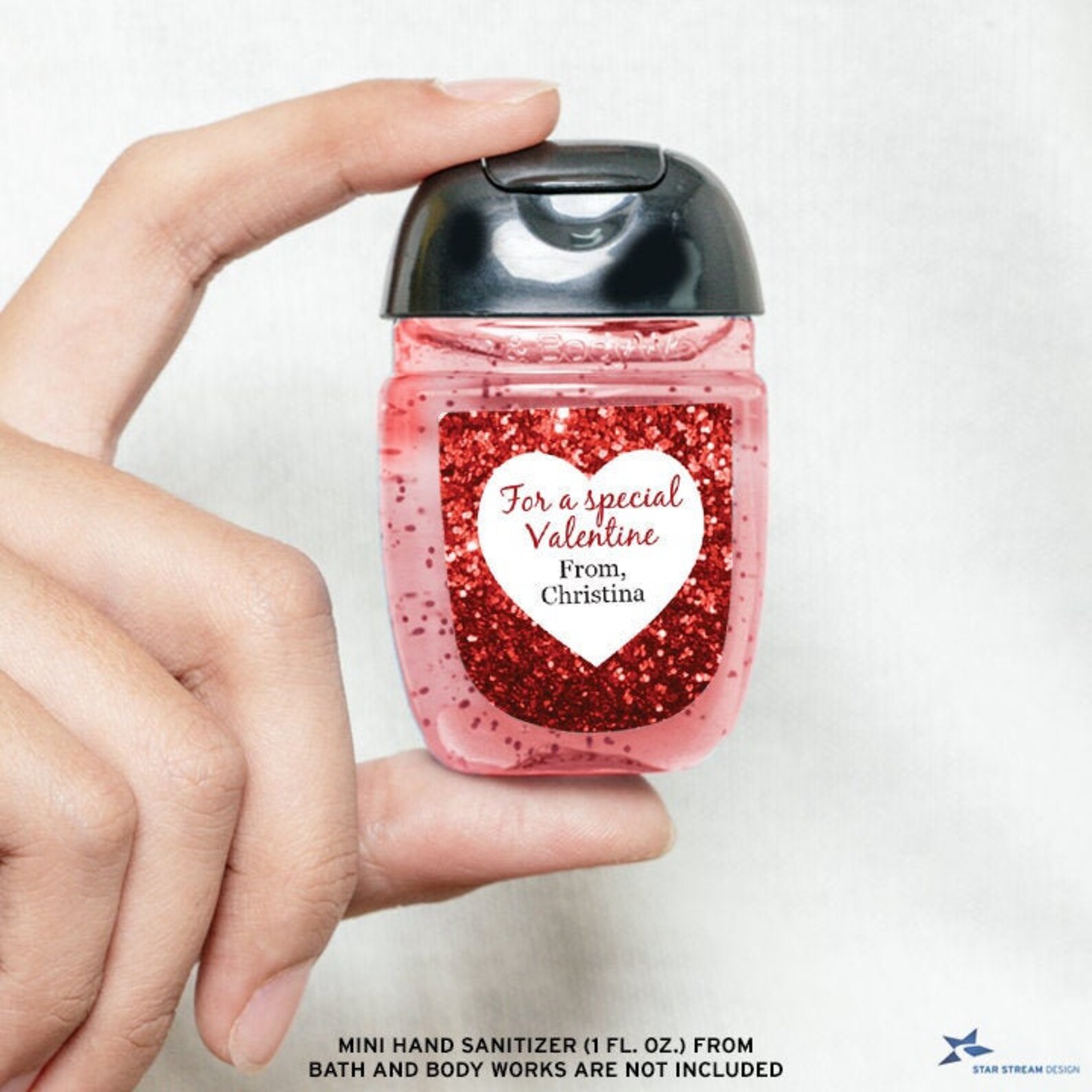 Red Glitter Look Heart Valentines Day Mini Hand Sanitizer | Etsy