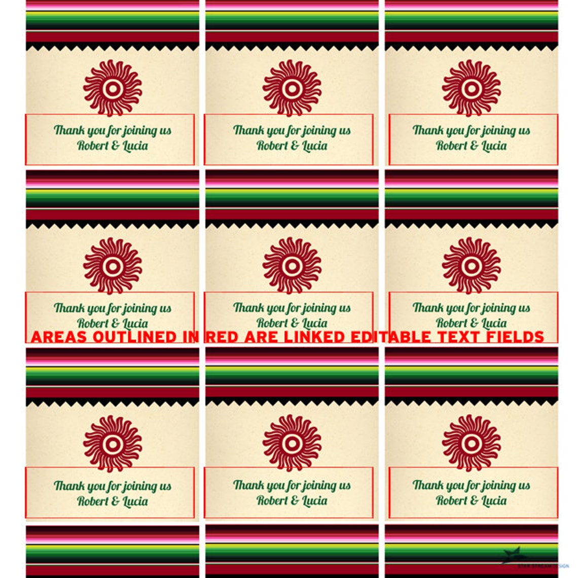 Printable Mexican Serape Party Fiesta Images, Editable PDF Instant ...