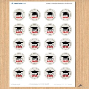 Class of 2025 Graduation Cap 1.5" Printable Images - Red, Instant ...