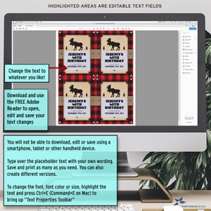 Printable Red Buffalo Plaid Moose Northwoods Rustic Faux Kraft Paper ...