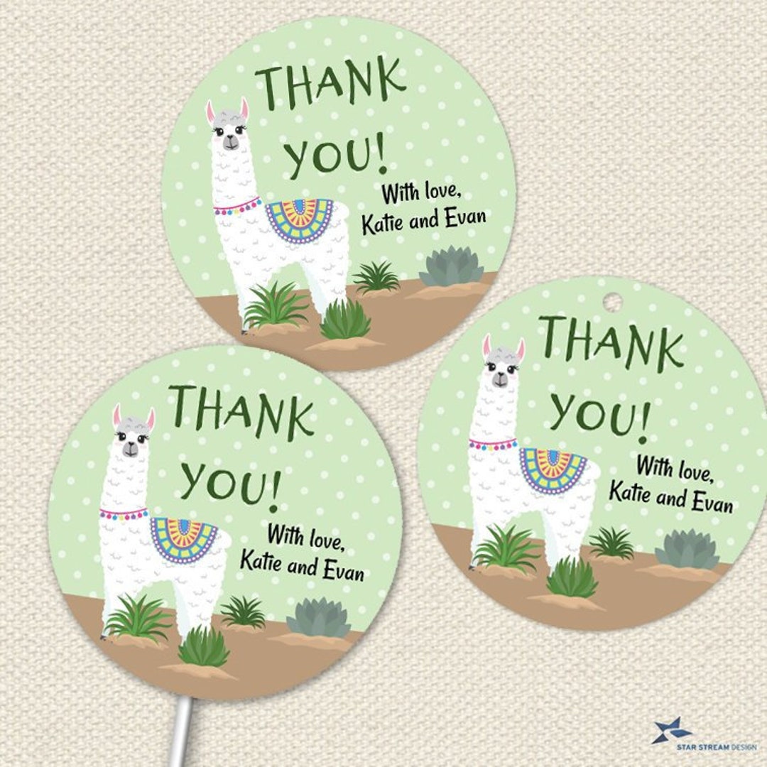 Printable Llama Party Images, Editable PDF Instant Download 2"x2" Seals ...