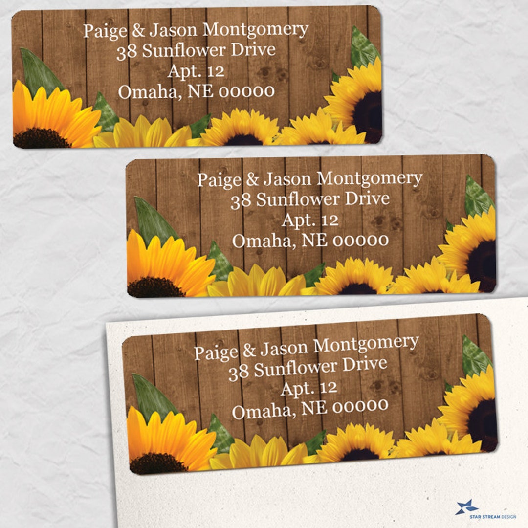 Rustic Sunflowers Printable Return Address Labels, Personalized 2 5/8 ...