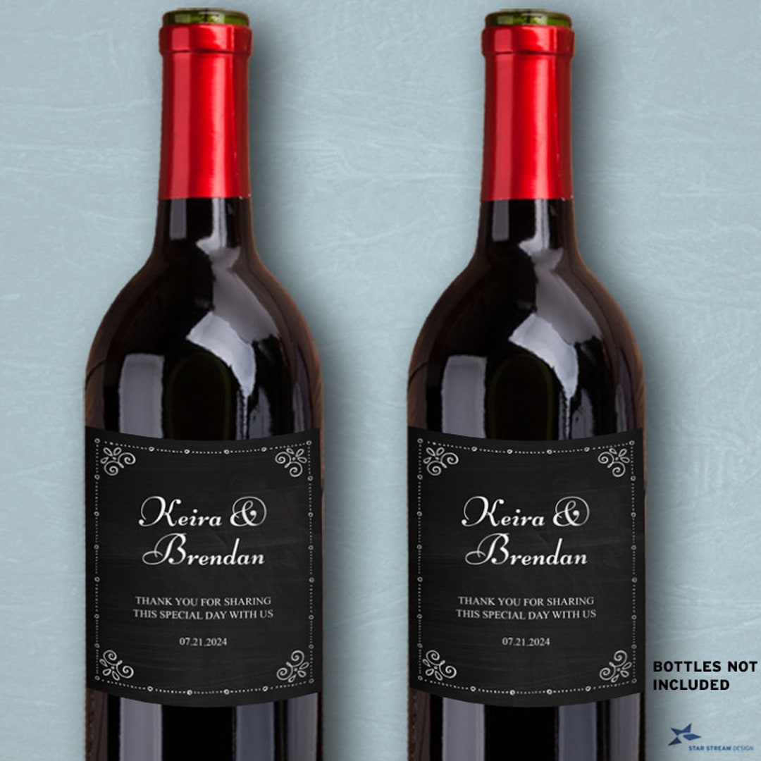 Chalkboard Frame Wine Bottle Labels: Editable PDF, 4" X 5" (digital ...